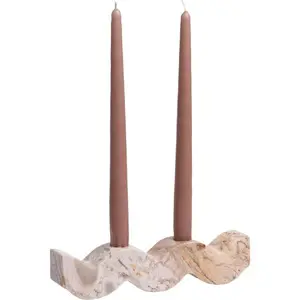 DAR PROYECTOS Wavy Gemstone Candelabra - Creamy Soapstone