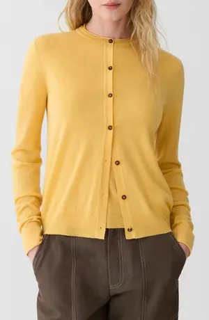 Lafayette 148 New York Cashmere Crewneck Cardigan - Daisy
