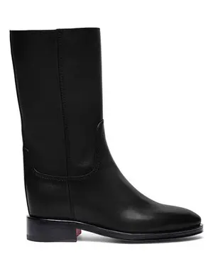 Santoni Leather Ankle Boots - Black