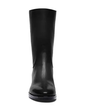 Santoni Leather Ankle Boots - Black