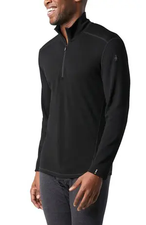 Smartwool Classic Thermal Merino Base Layer Quarter Zip Pullover - Black