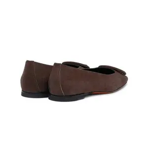 Santoni Suede Ballet Flats With Double-buckle Embellishment