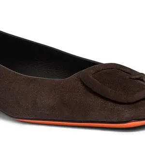 Santoni Suede Ballet Flats With Double-buckle Embellishment