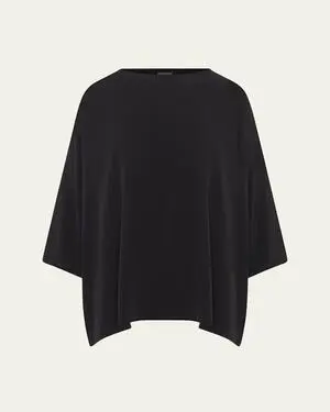 Eskandar Boat Neck Longline Top - Black