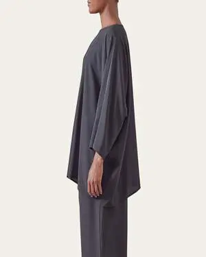 Eskandar Boat Neck Longline Top - Black
