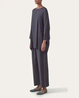 Eskandar Boat Neck Longline Top - Black