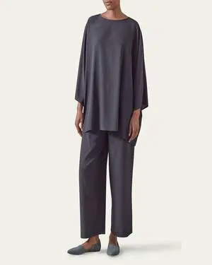Eskandar Boat Neck Longline Top - Black