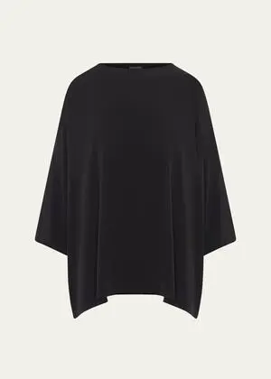 Eskandar Boat Neck Longline Top - Black