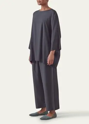 Eskandar Boat Neck Longline Top - Black