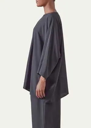 Eskandar Boat Neck Longline Top - Black