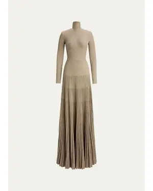 Ralph Lauren Ribbed Turtleneck Evening Dress