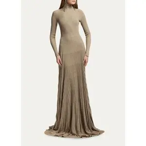 Ralph Lauren Ribbed Turtleneck Evening Dress