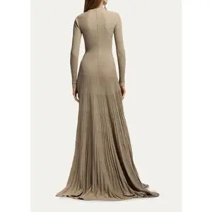 Ralph Lauren Ribbed Turtleneck Evening Dress