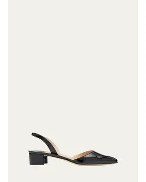 Manolo Blahnik Aspro Leather Ballerina Pumps - Black