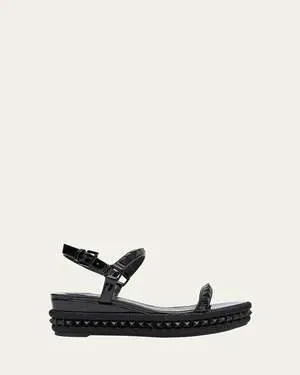 CHRISTIAN LOUBOUTIN 60mm Pyraclou Spike Wedge Sandals - Black