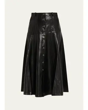 Cinq À Sept Veena Vegan Leather Midi Skirt - Black