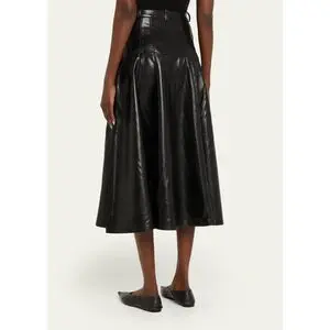 Cinq À Sept Veena Vegan Leather Midi Skirt - Black