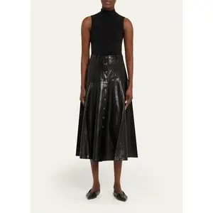 Cinq À Sept Veena Vegan Leather Midi Skirt - Black