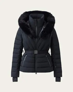 Mackage Elita Down Ski Jacket With Shearling Trim - Black