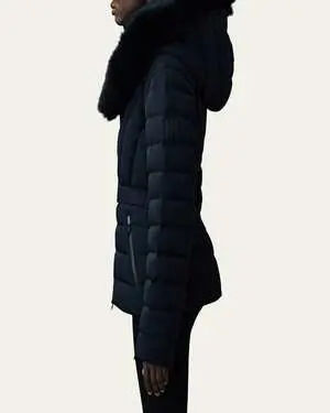Mackage Elita Down Ski Jacket With Shearling Trim - Black