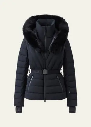 Mackage Elita Down Ski Jacket With Shearling Trim - Black