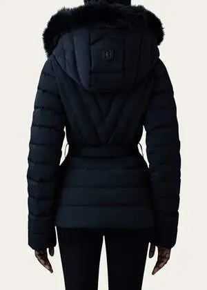 Mackage Elita Down Ski Jacket With Shearling Trim - Black