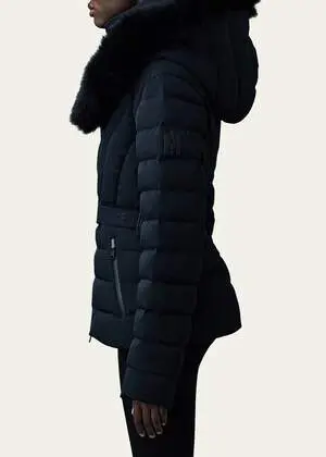 Mackage Elita Down Ski Jacket With Shearling Trim - Black