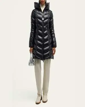Moncler Marus Long Chevron-quilted Jacket
