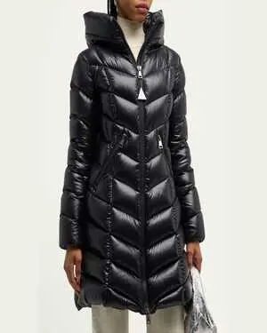 Moncler Marus Long Chevron-quilted Jacket