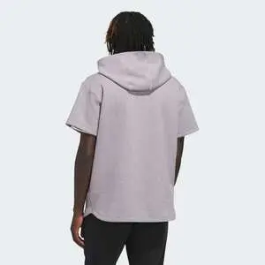 Adidas Short Sleeve Hooded Sweatshirt - Medium Grey Heather