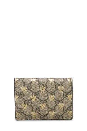 Gucci Gg Supreme Canvas Bee Card Case - Black