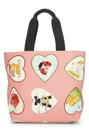 Chanel Canvas Camellia Heart Tote - Pink