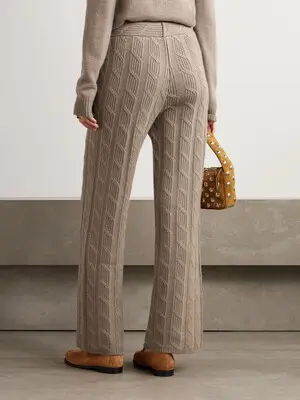 LISA YANG Ebba Cable-knit Wide-leg Pants - Brown