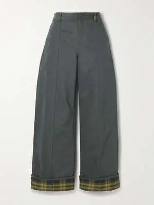 Burberry Checked Twill-trimmed Cotton-blend Pants