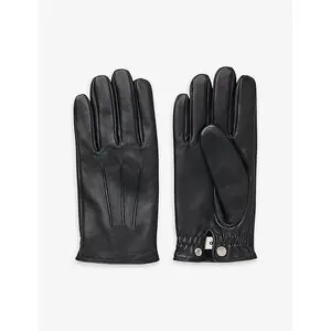 Sandro Smooth Leather Gloves - Noir / Gris