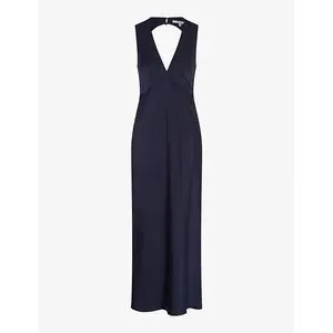 OMNES Nova Tie-back Satin Maxi Dress - Navy