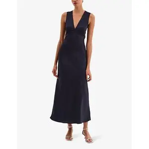 OMNES Nova Tie-back Satin Maxi Dress - Navy