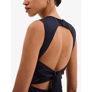 OMNES Nova Tie-back Satin Maxi Dress - Navy