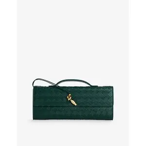 Bottega Veneta Andiamo Leather Clutch - Emerald Green-m Bras