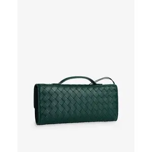 Bottega Veneta Andiamo Leather Clutch - Emerald Green-m Bras