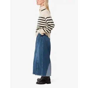 Whistles Striped Roll-neck Wool Jumper - Cream