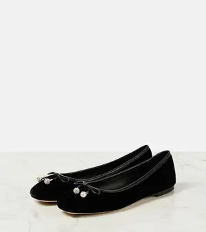 JIMMY CHOO Elme Velvet Ballet Flats - Black
