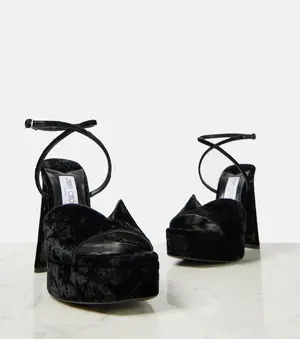 JIMMY CHOO Karli 125 Velvet Platform Sandals