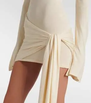 AYA MUSE Gathered Silk-blend Minidress