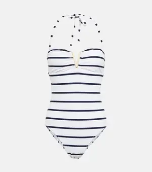 Heidi Klein Long Island Striped Swimsuit - White