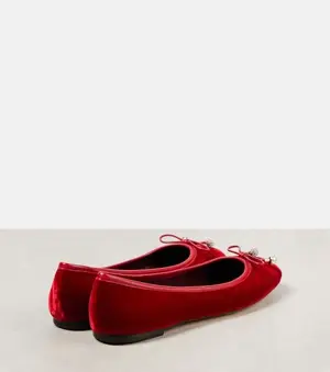 JIMMY CHOO Elme Velvet Ballet Flats - Red