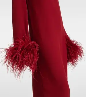 TALLER MARMO Gina Feather-trimmed Midi Dress - Burgundy