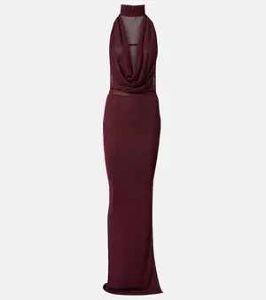 AYA MUSE Draped Halterneck Gown - Burgundy