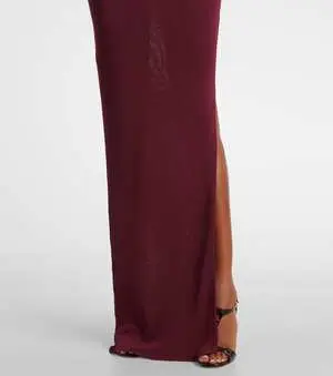 AYA MUSE Draped Halterneck Gown - Burgundy