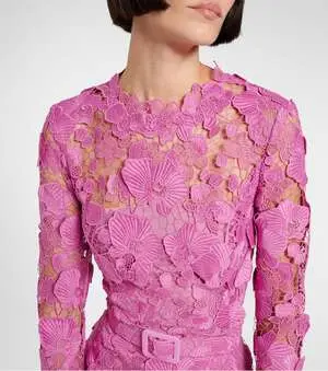 Oscar De La Renta Floral Lace Mini Dress